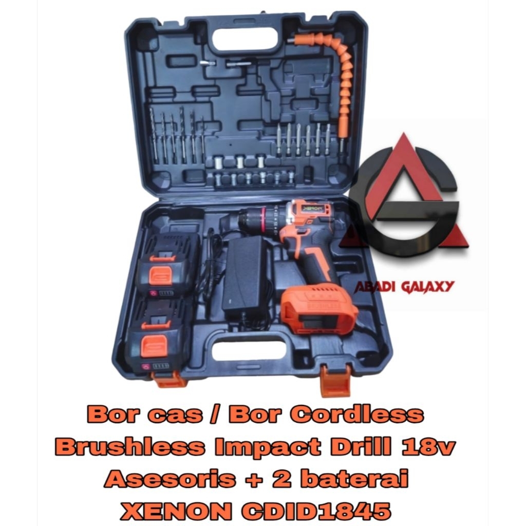 Jual Mesin Bor Cas / Bor Cordless Brushless Impact Drill 18v Asesoris ...
