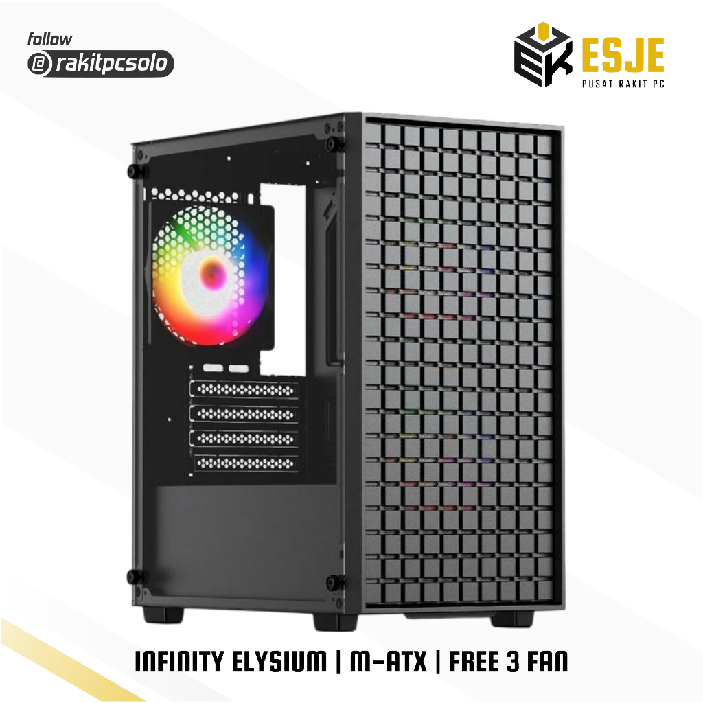 Jual Gaming Case Infinity Elysium V3 + 3 Fan RGB mATX Casing PC Komputer | Shopee Indonesia