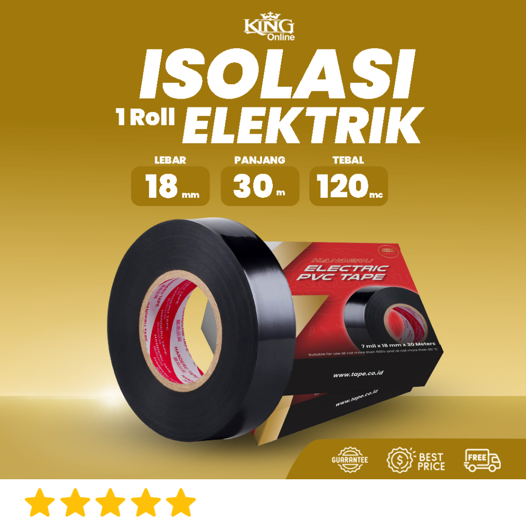 Jual Isolasi Elektrik Tape Lebar 18 mm Panjang 30 m HANDERU lakban ...