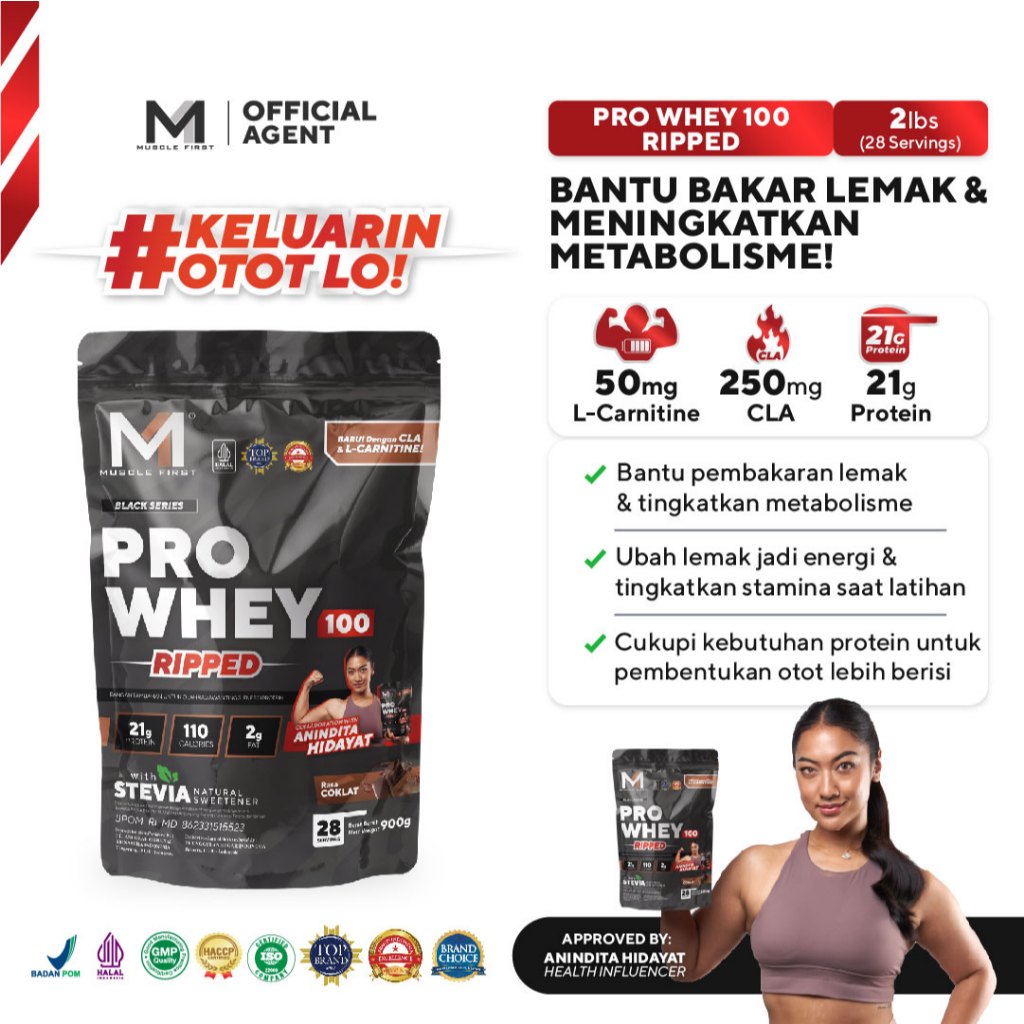 Jual MUSCLE FIRST Pro Whey 100 Ripped 2lbs/900gr - Fat Burner Whey ...