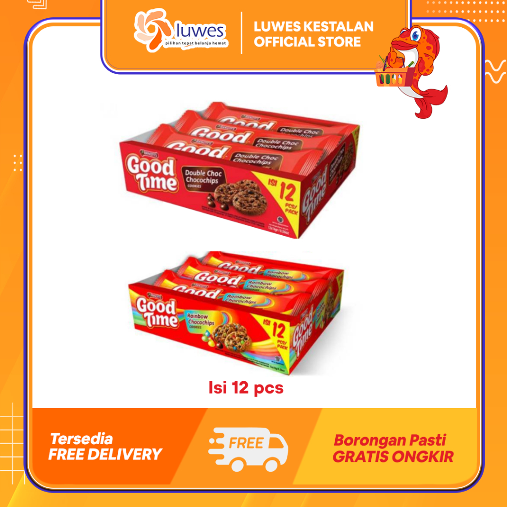 Jual (1 BOX 12pcs) Good Time 4 + 1 Cookies Box 26.5gr Double Choco ...