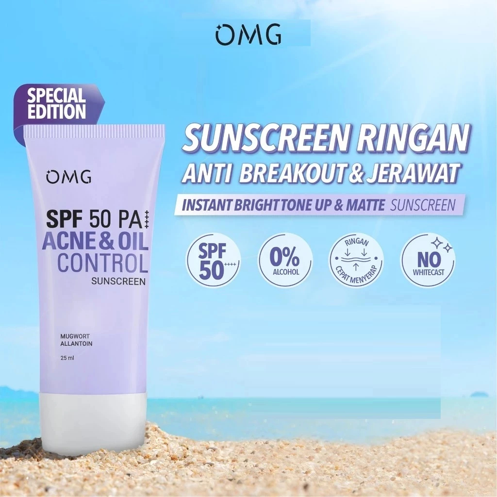 Jual CM OMG Acne & Oil Control UV Barrier Sunscreen SPF50 PA++++ 25ml | Shopee Indonesia