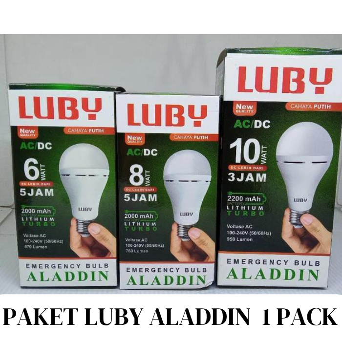 Jual Lampu LED Emergency LUBY Aladdin 1 PACK / Lampu AC DC 6Watt ...