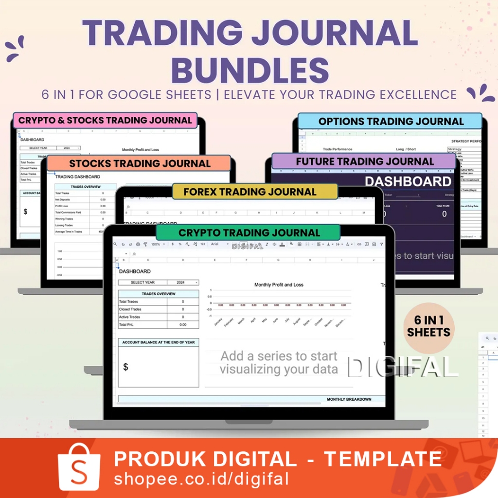 Jual Trading Journal Bundle, Crypto & Stock Tracker Template, GoogIe Sheets Trading Log for ...