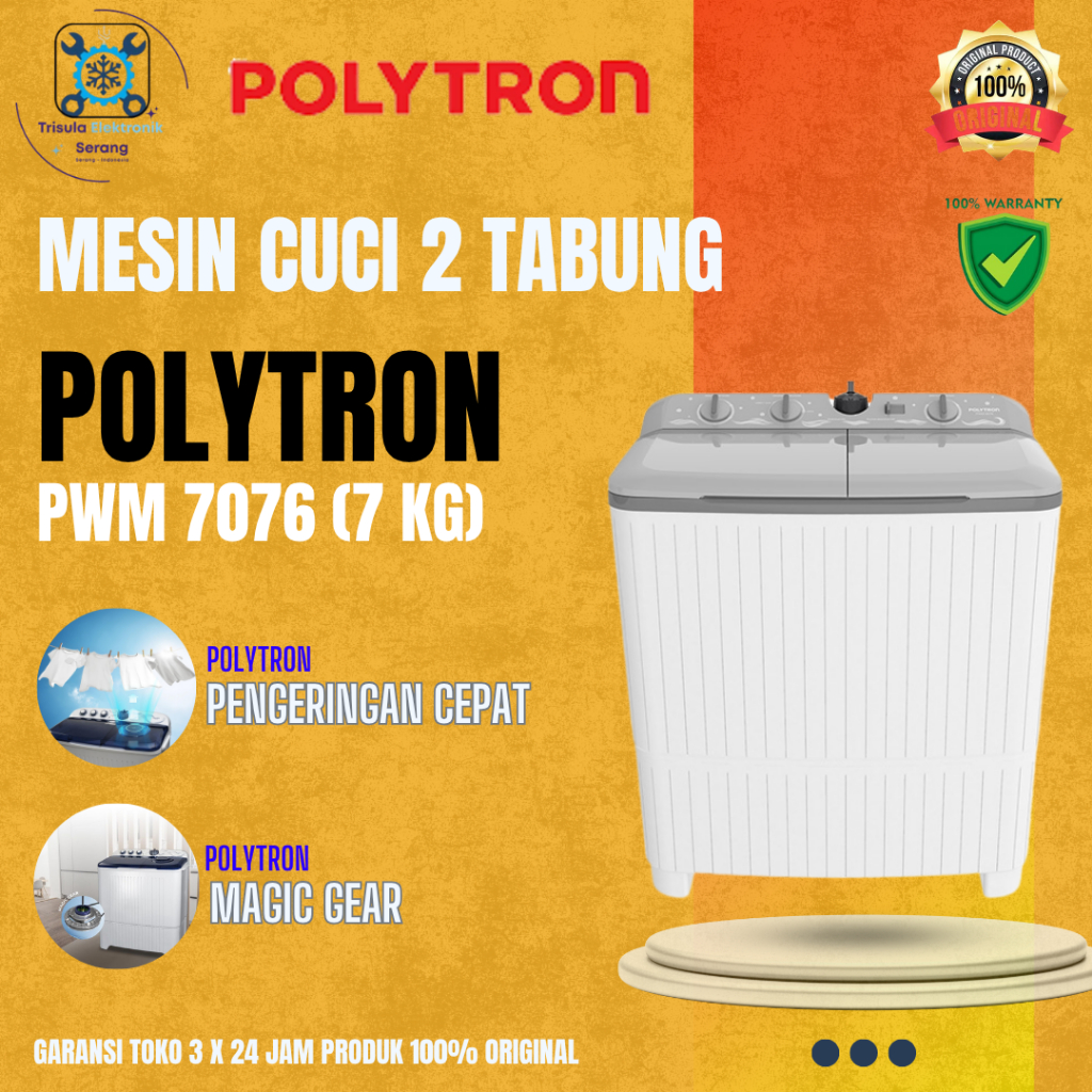 Jual Mesin Cuci Polytron 2 Tabung PWM 7076 / PWM 8076 / PWM 9076 ...