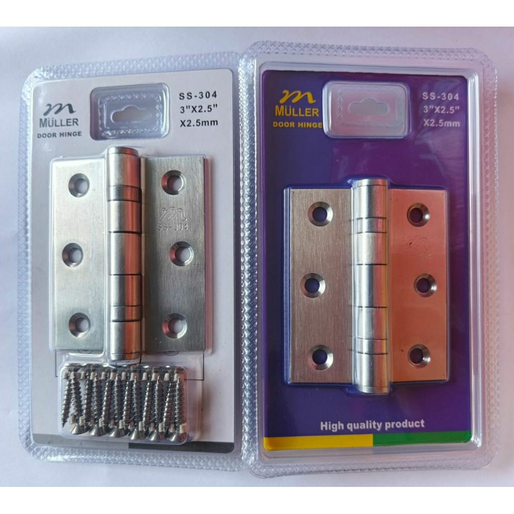 Jual ( 1 PASANG SET ) ENGSEL PINTU MULLER BEARING STAINLESS STEEL TEBAL ...