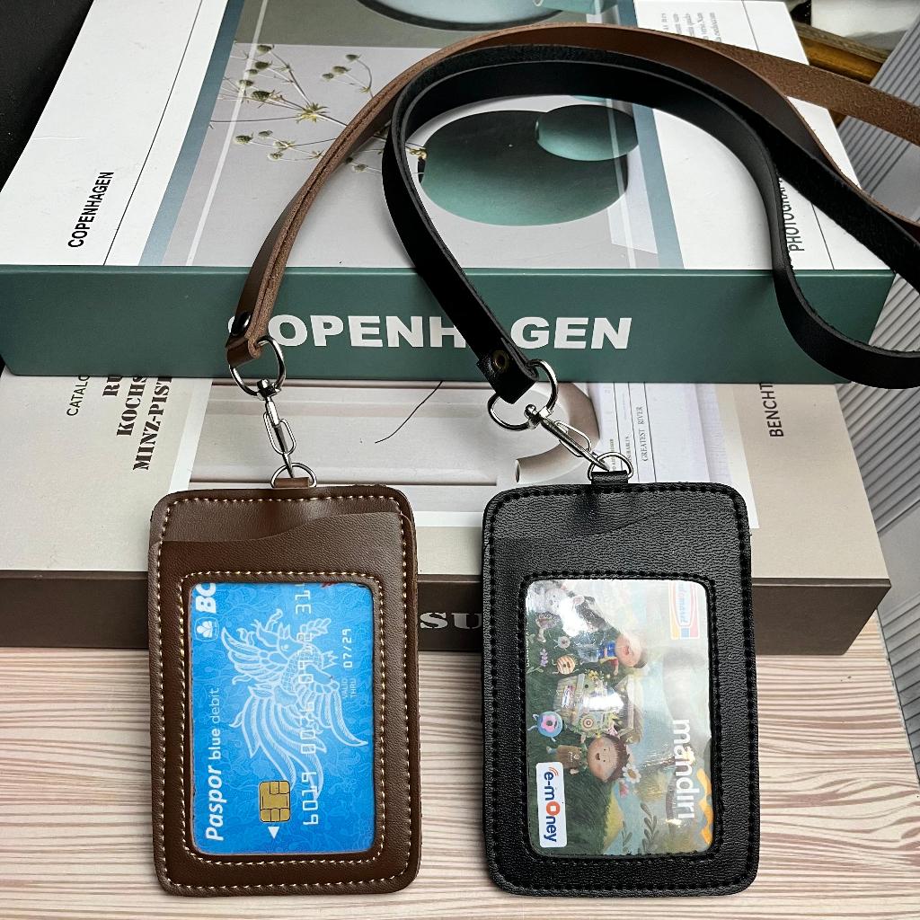 Jual ID card holder Name tag Holder 3 slot kartu. ID card holder kulit ...