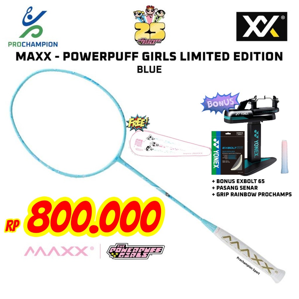 Jual Raket Badminton MAXX PowerPuff Power Puff Girl Blue | Shopee Indonesia