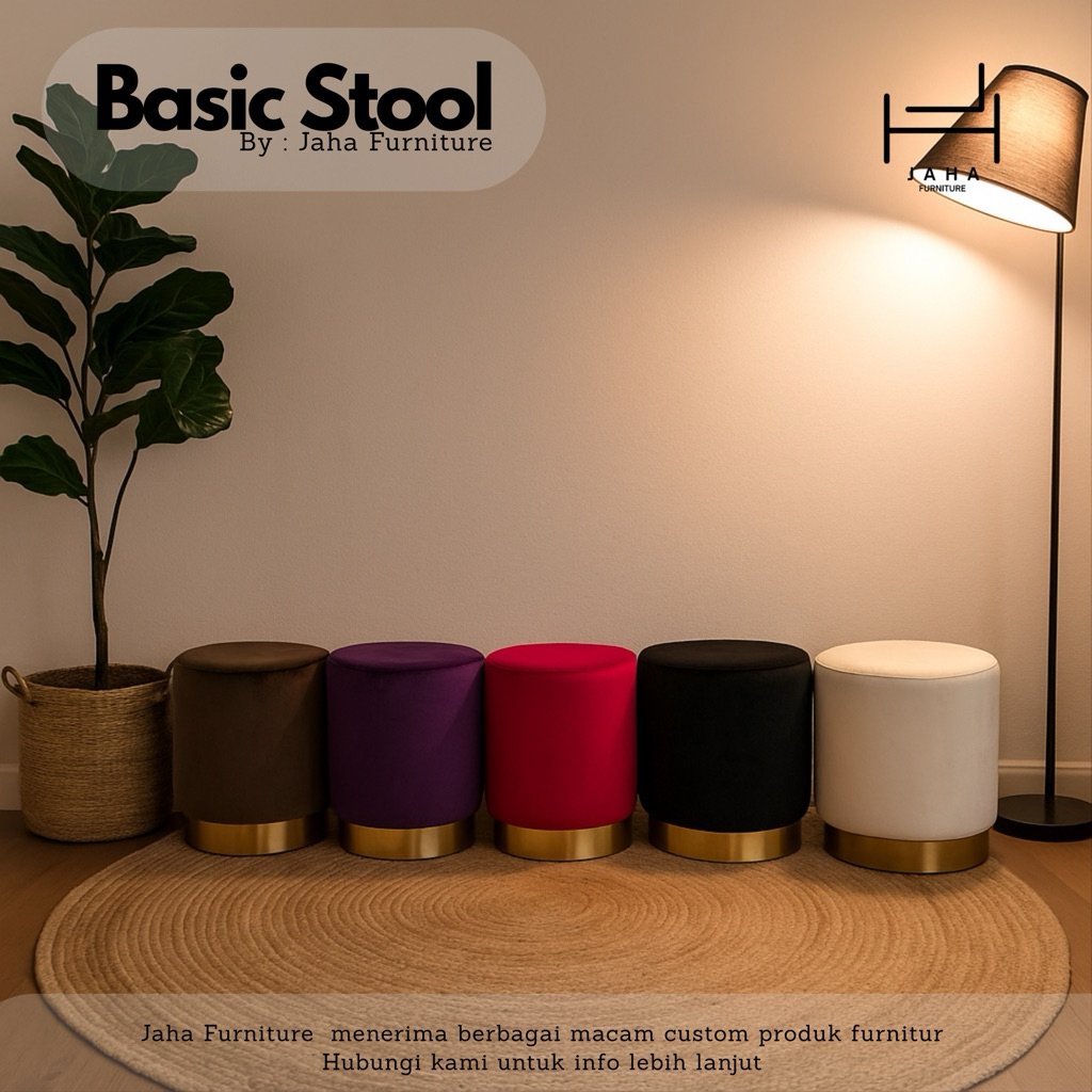 Jual BASIC STOOL BULAT OTTOMAN POLOS KURSI KECIL EMPUK NYAMAN // JAHA ...