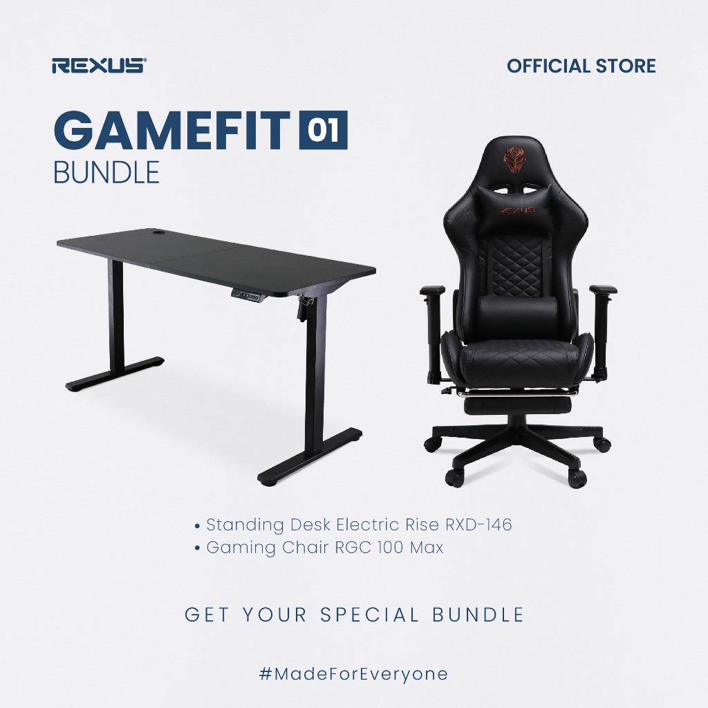 Jual Rexus Gamefit Bundle 01 - Kursi Gaming + Meja Electric | Shopee ...