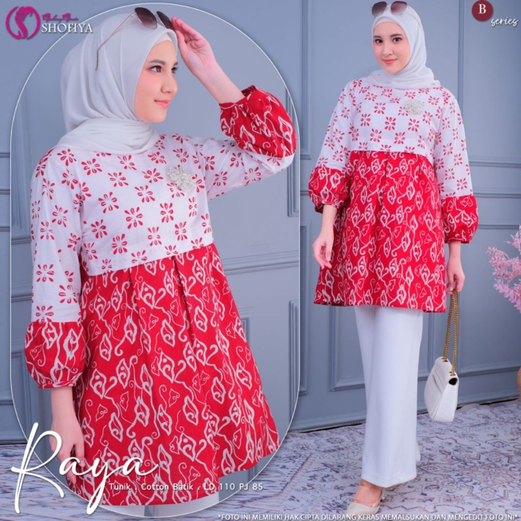 Jual TUNIK RAYA NILNA TUNIK BATIK MERAH PUTIH BY SHOFIYA | Shopee Indonesia