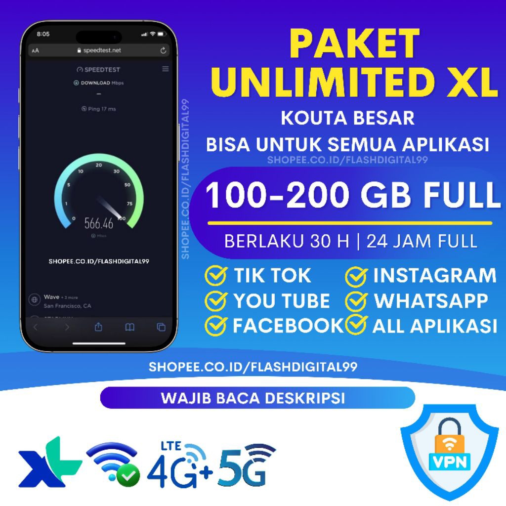 Jual PAKET DATA XL KUOTA 100-200GB UNTUK 30 HARI | Shopee Indonesia