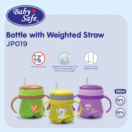 Jual BABY SAFE JP019 TRAINING CUP WITH WEIGHTED STRAW/GELAS SEDOTAN 250 ML / botol minum ...