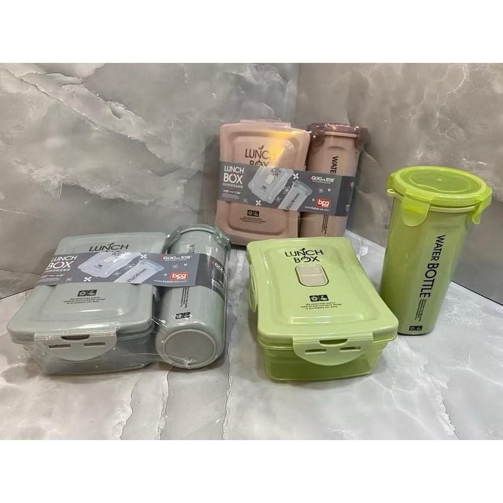 Jual Lunch Box Kotak Bekal Set Botol Minum 8244 Import ll Tempat Makan Tumbler Cup Portable Free ...