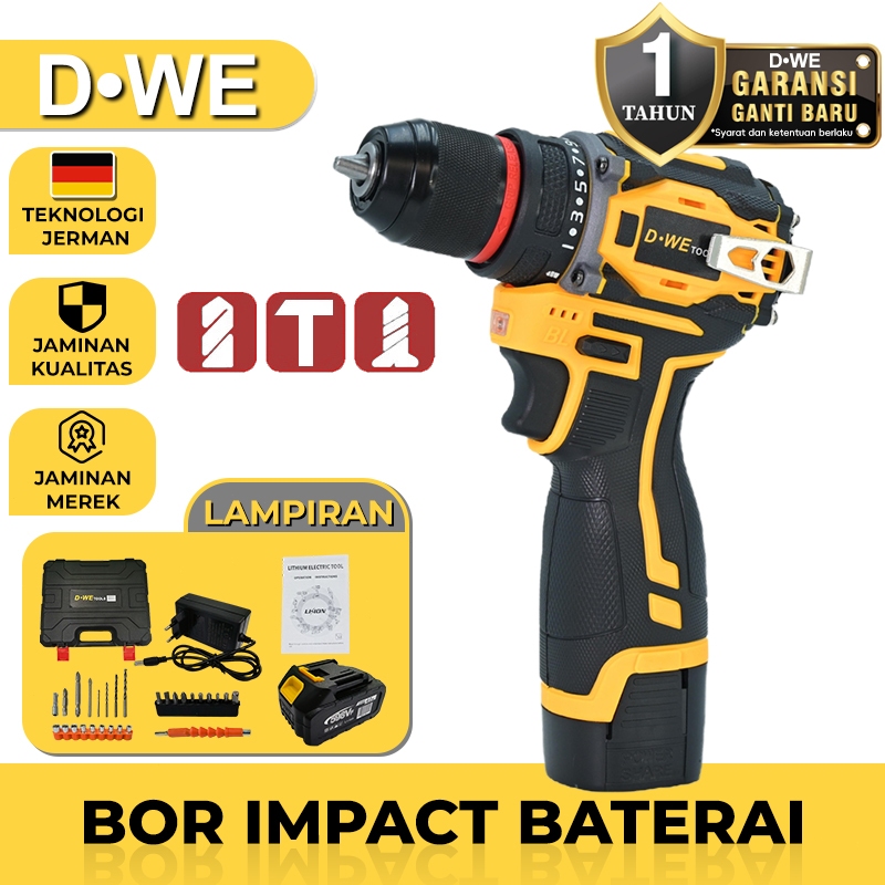 Jual D•WE 1400RPM 3IN1 Mesin Bor Impact Cordless Brushless Bor Listrik ...