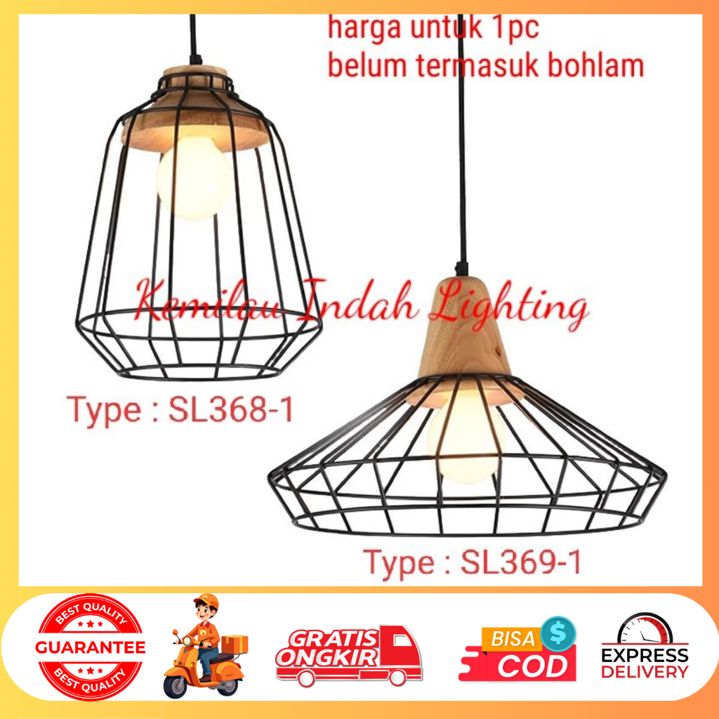 Jual SL368-1 / 369-1 LAMPU GANTUNG HIAS ISLAND TABLE CAFE RETRO KAYU ...