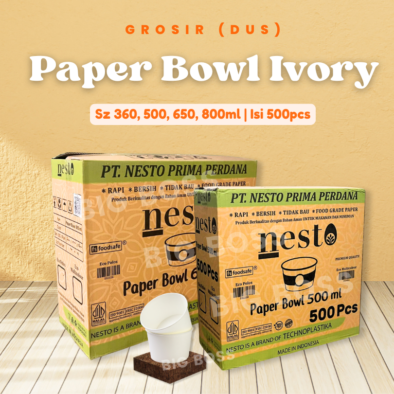 Jual [DUS] Paper Bowl Putih 360ml 500ml 650ml 800ml | Mangkok Kertas ...