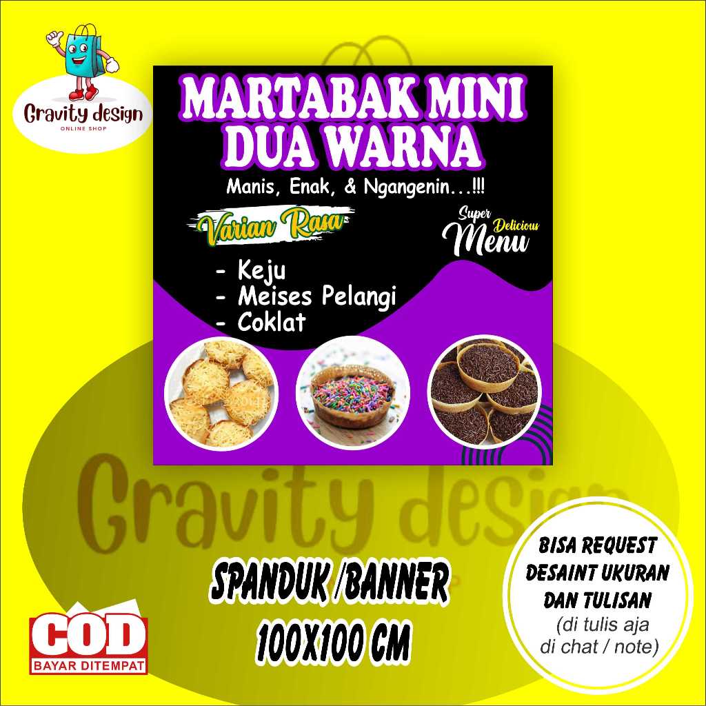 Jual Banner spanduk Martabak Mini Free Desaint Dan Ukuran 100x100 Cm ...