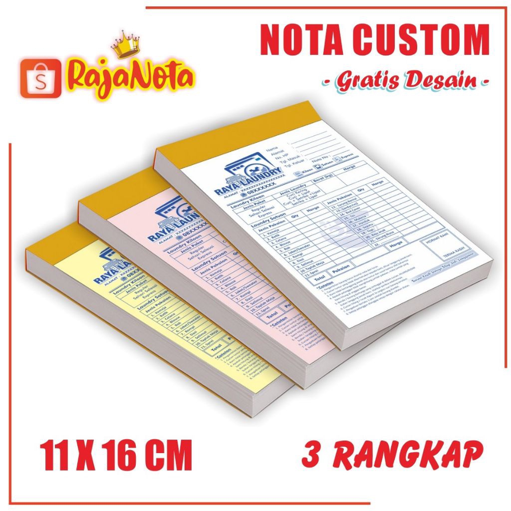 Jual Nota 3 Rangkap Custom Nama Sendiri bisa desain request customer ...