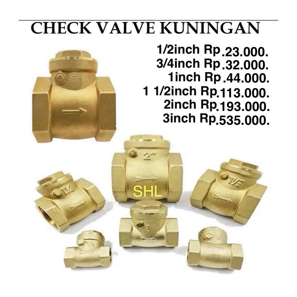 Jual Check Valve Kuningan 1/2" 3/4" 1" Klep Tabok Swing Full tembaga | Shopee Indonesia