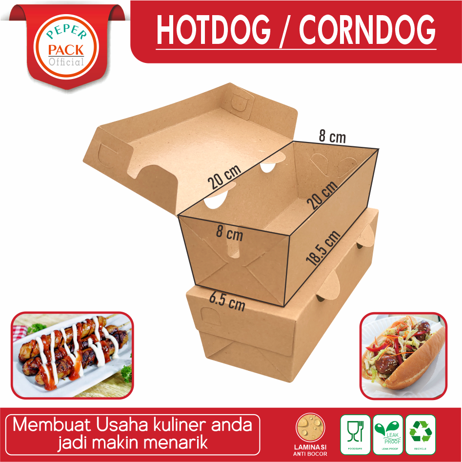 Jual DUS HOTDOG SOSIS DUS MAKANAN PAPER BOX DUS CRAF DIMSUM TAKOYAKI ...