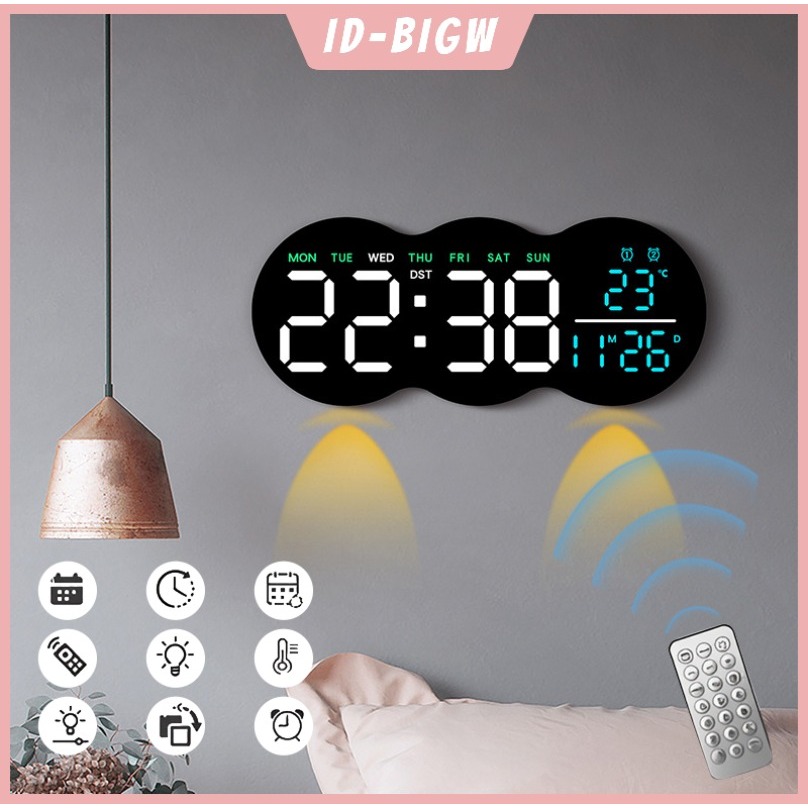 Jual Jam Dinding Digital LED Layar Besar Tampil Hari Tanggal Jam ...