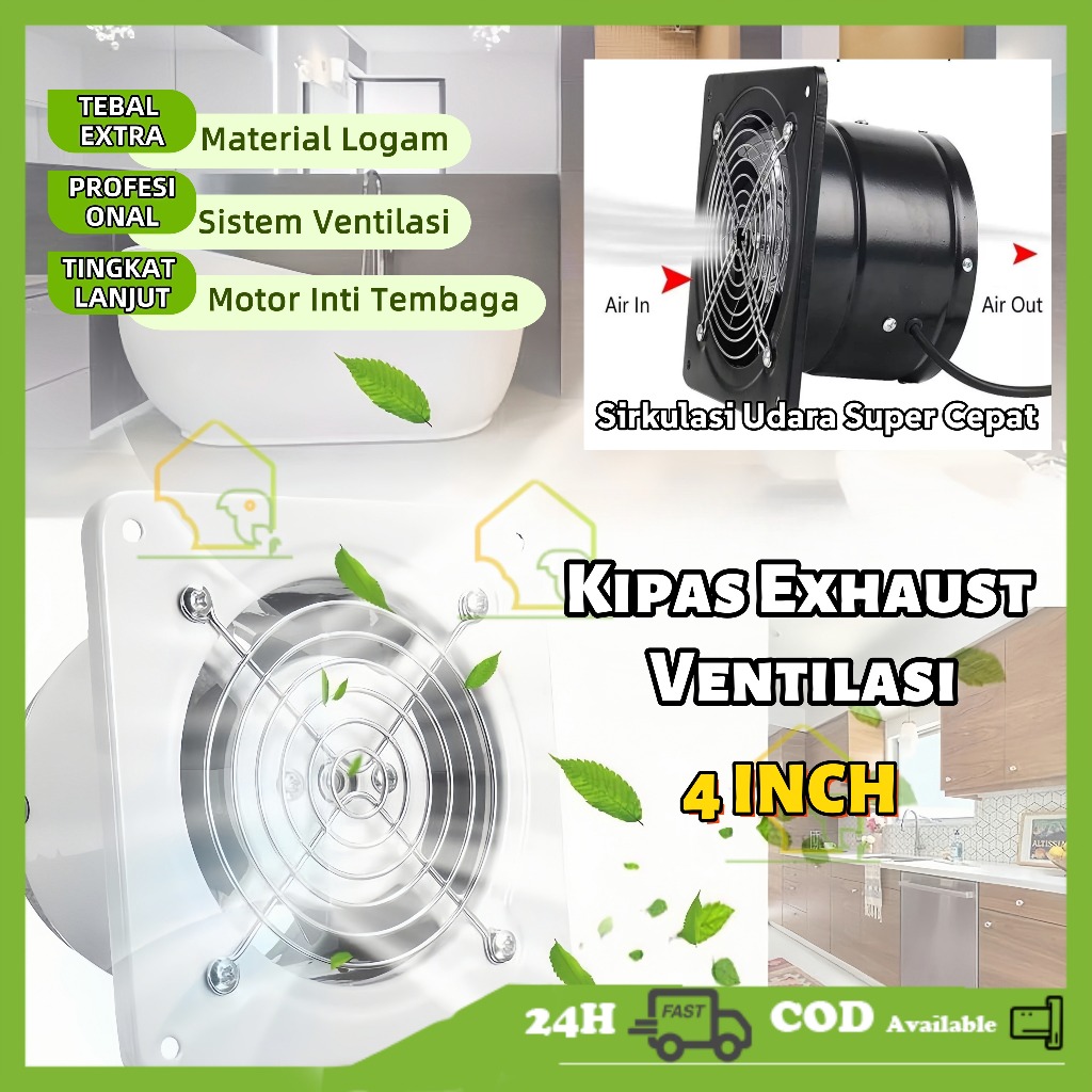 Jual 【COD】Exhaust Fan Dinding 4 Inch Putih/Hitam Kipas Exhaust ...