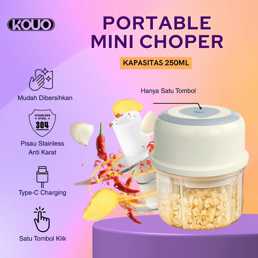 Jual KOUO Choper Mini WIreless dan Portable Kapasitas 250ML Alat ...