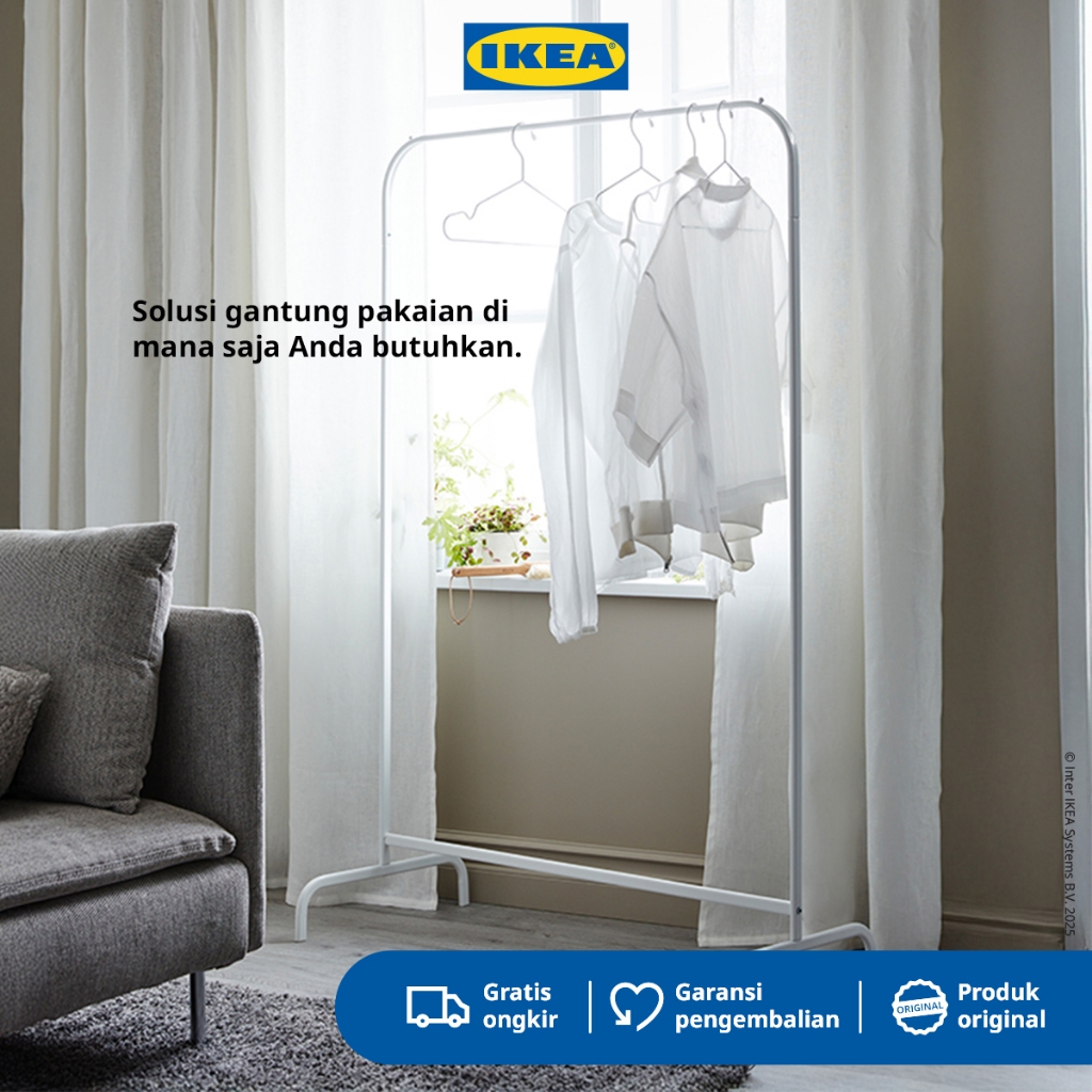 Jual IKEA MULIG Stand Gantungan Pakaian Putih 99x152 cm Bahan Baja ...
