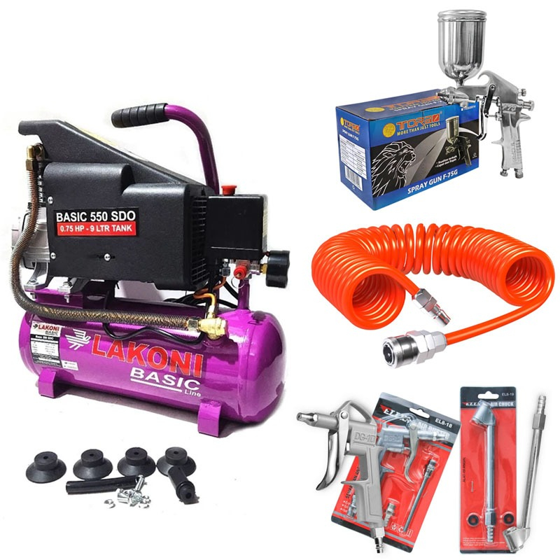 Jual Paket 5 Item!!! Mesin Kompressor Oilless 0.75HP 3/4HP Kompresor ...