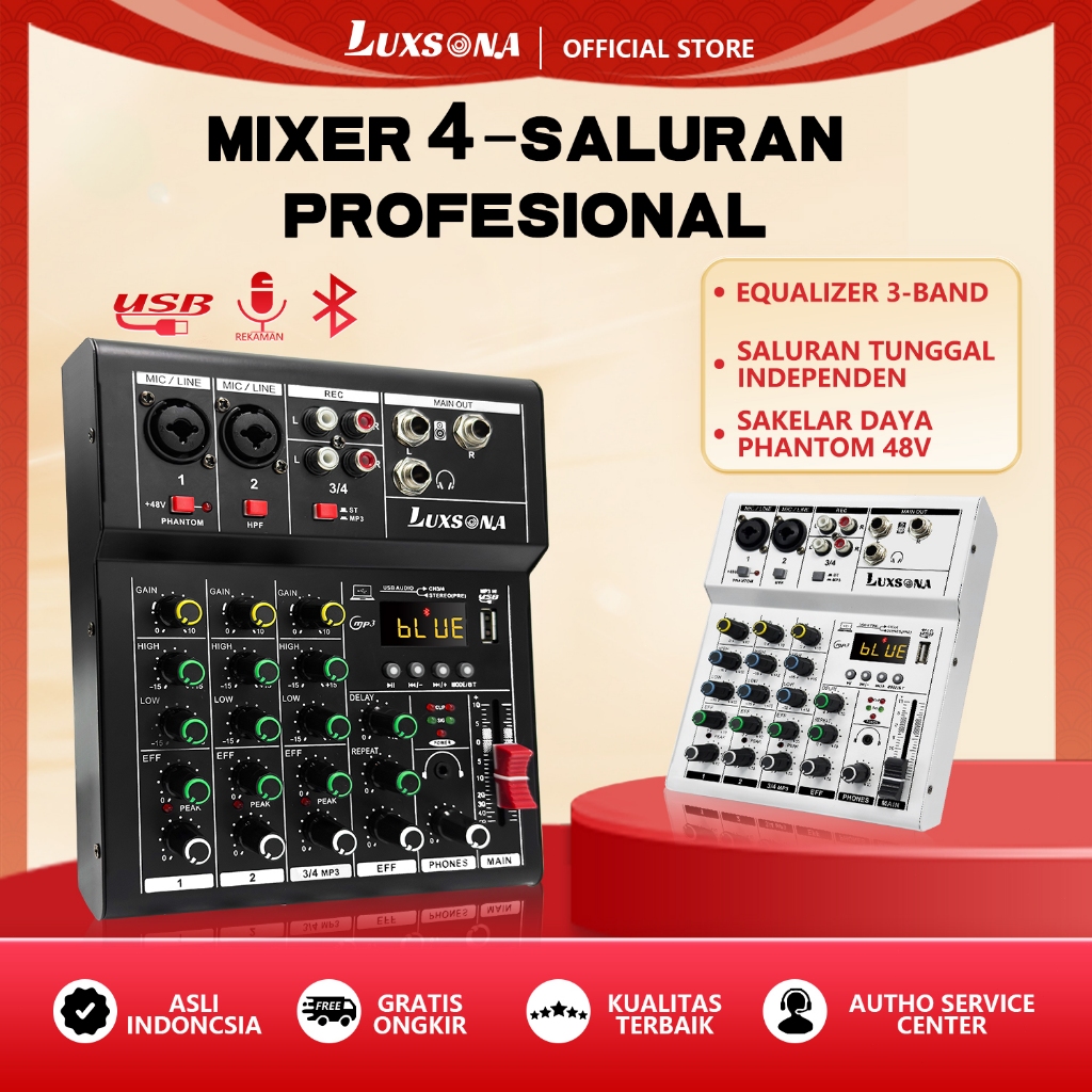 Jual LUXSONA 4 Channel Mixer audio/mixer mini/Sound Card/Amplifier Bluetooth/profesional USB ...