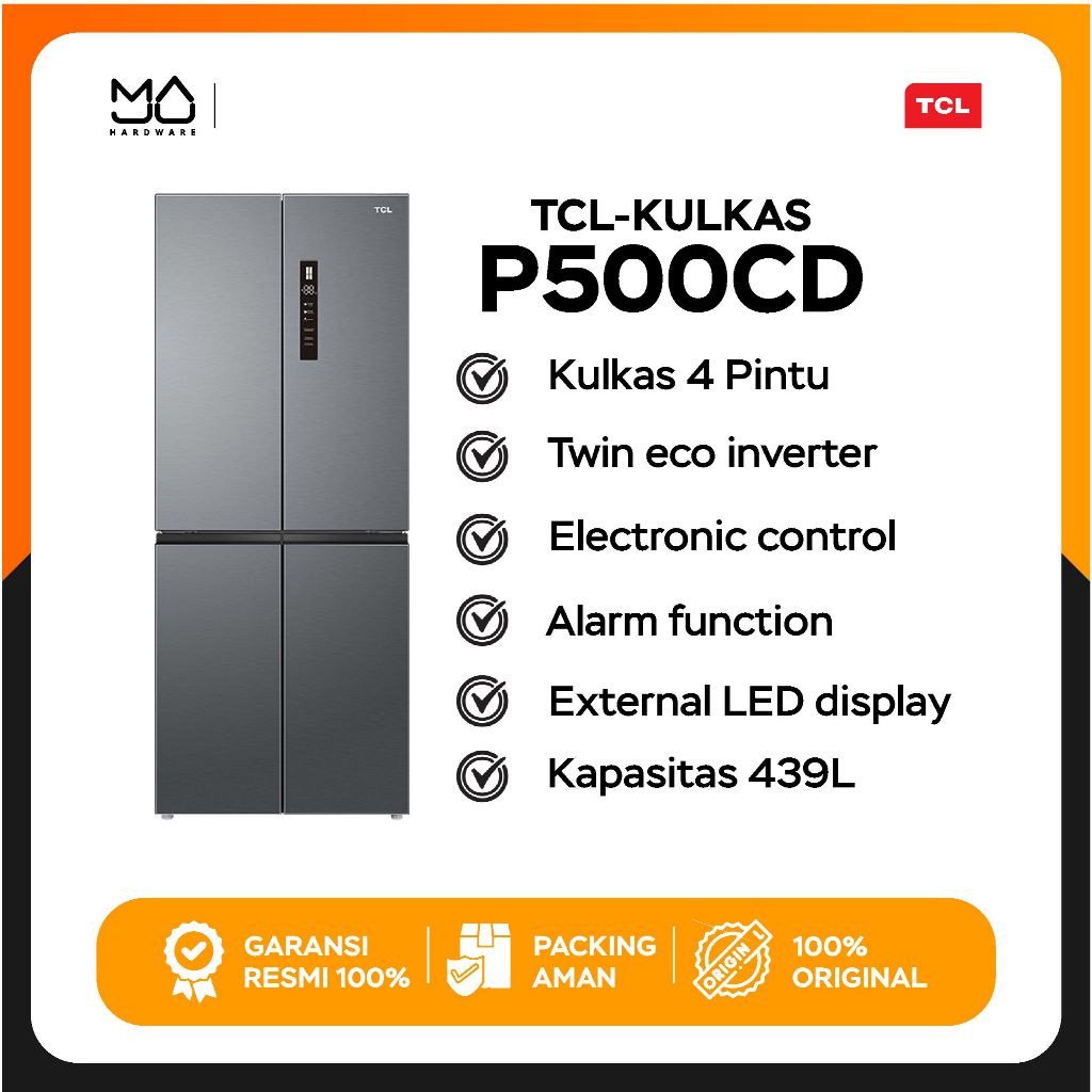 Jual TCL Kulkas 4 Pintu 439 L No Frost Twin Eco Inverter (P500CD ...
