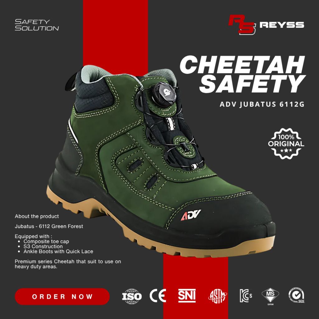 Jual Sepatu Safety Cheetah Jubatus 2.0 ADV 6112G Forest Green | Shopee ...