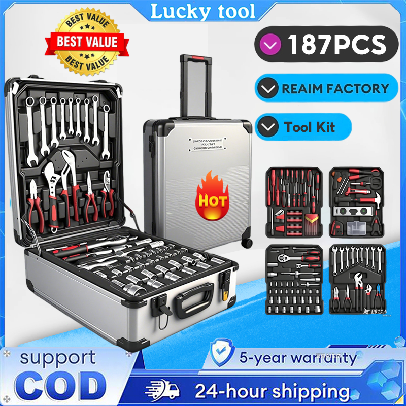 Jual REAIM Set Alat 1/2 1/4 Inci 187 PCS alat kunci pas soket Set obeng set Perkakas Bengkel Dan ...