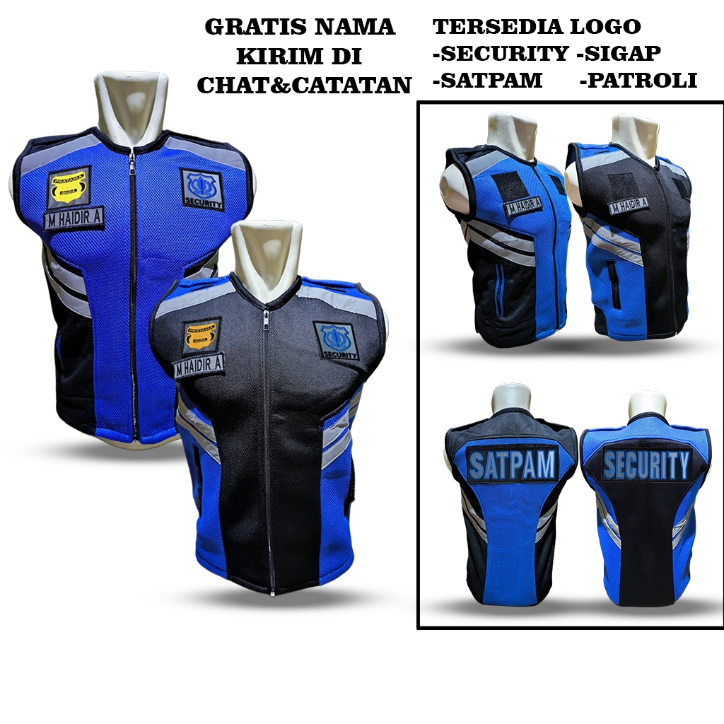 Jual Rompi Doublemesh Tebal Untuk Security Satpam Biru Kombinasi Hitam ...