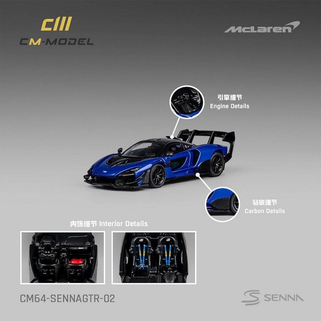 Jual Diecast CM Model 1:64 McLaren Senna GTR Biru Metalik CM64-SENNA ...