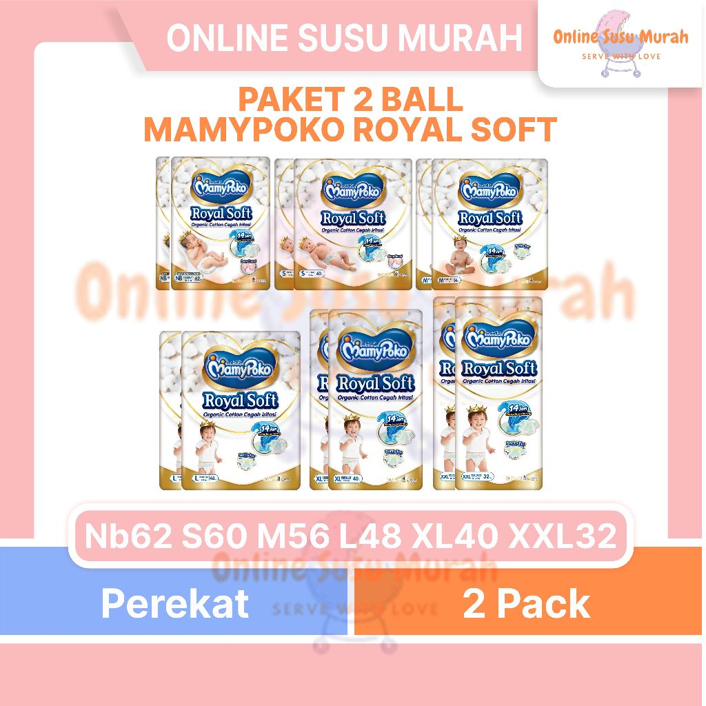 Jual MAMYPOKO ROYAL SOFT TAPE 2 BALL NB62 S60 M56 L48 XL40 XXL32 MAMYPOKO PEREKAT COTTON ORGANIC ...