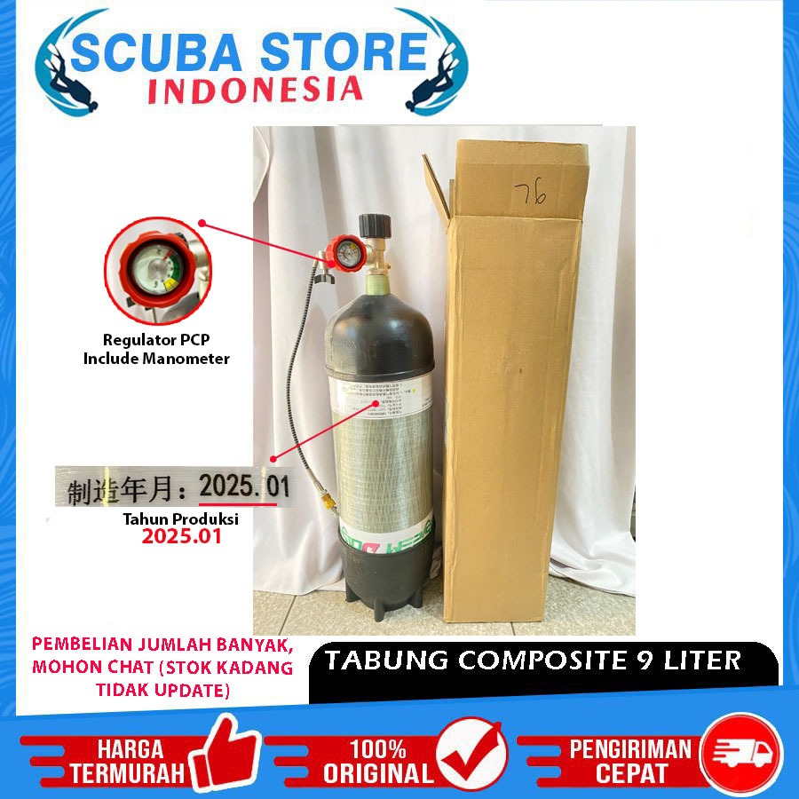 Jual Tabung Composite Carbon 9 Liter Tank PCP Breathing Aparatus SCBA ...
