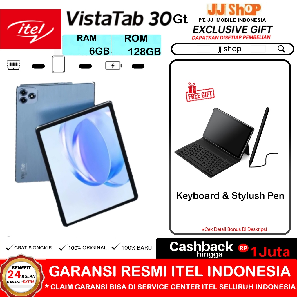 Jual iTel Vista Tab 30 GT 6/128 GB Free Keyboard & stylush pen , Ram ...