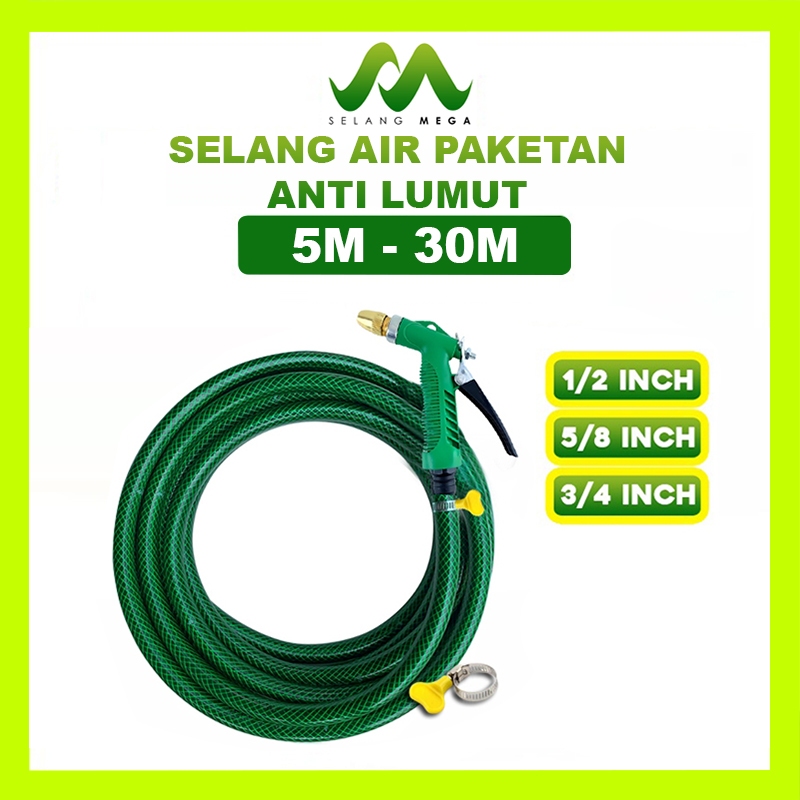 Jual MEGA Selang Air Cuci Motor 5 - 30 Meter 1/2 5/8 3/4 Inch Paket ...