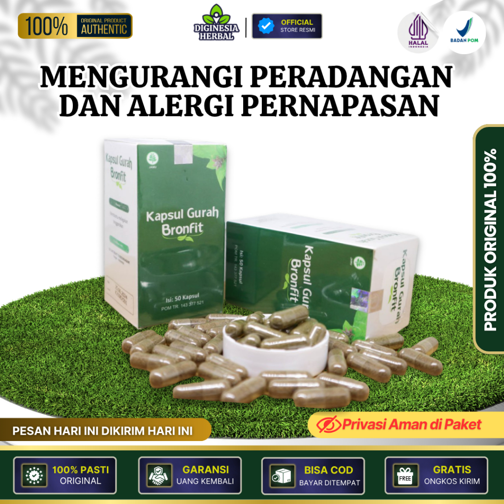 Jual Kapsul Gurah Bronfit Herbal Anti Radang & Alergi Pernapasan, Bantu ...