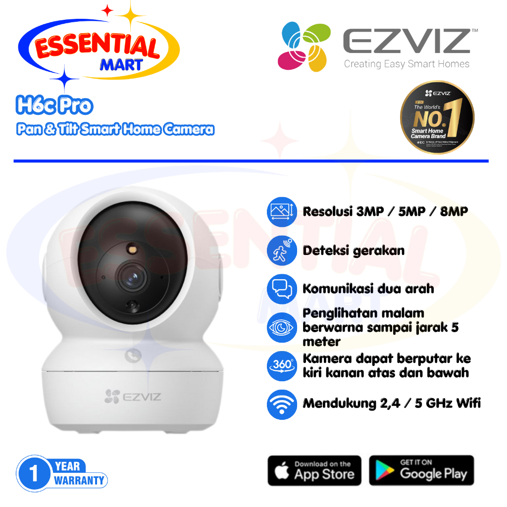 Jual CCTV EZVIZ H6C Pro 3MP / 5MP / 8MP Smart Home IP Camera Indoor | Shopee Indonesia