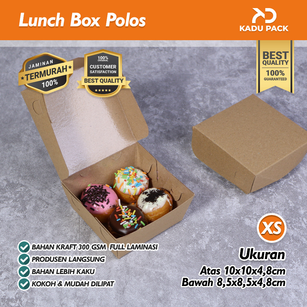 Jual Isi 50 Pcs Lunch Box Kraft Paper XS | Dus Somay Dimsum | Kraft 300 GSM Lapis PE Food Grade ...