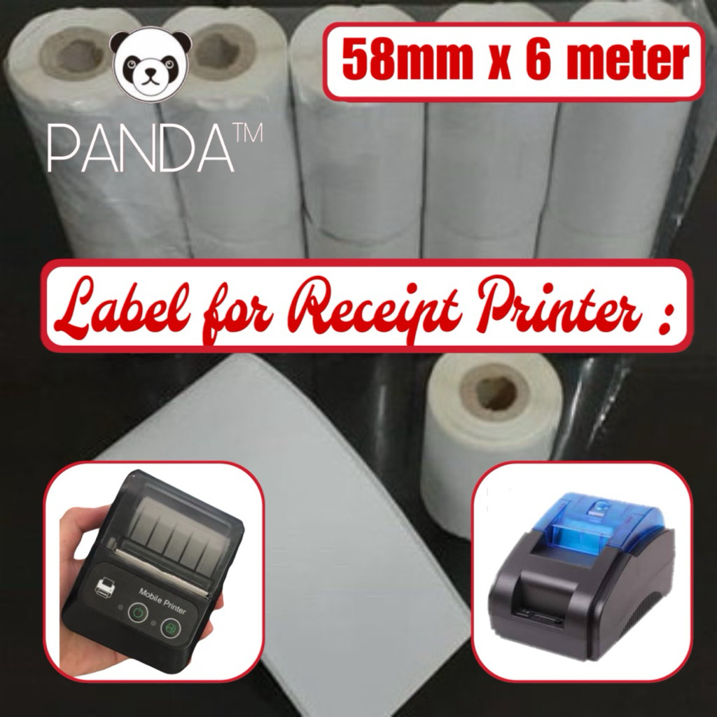 Jual Label Sticker Thermal 58MM X 6M untuk Printer Panda Bluetooth PRJ ...