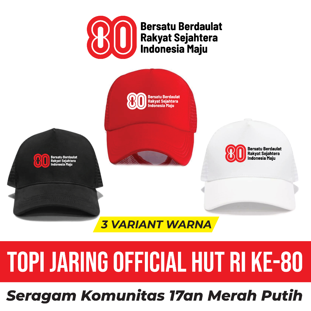 Jual Topi Trucker Jaring Official HUT RI 80 Tahun | Topi Kemerdekaan ...
