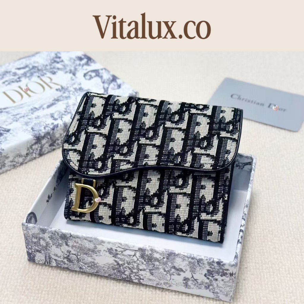 Jual PO - Dompet Mini Wanita Kombinasi Kulit DI*R Dompet Lipat 2 Wanita ...
