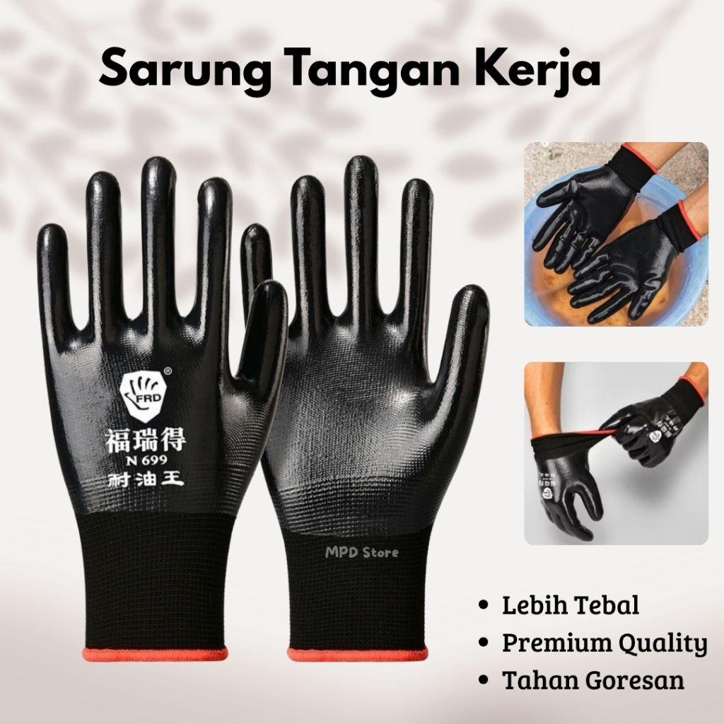 Jual Sarung Tangan Kerja Safety lapis Nylon Tahan Minyak asam alkali Keamanan Kerja | Shopee ...