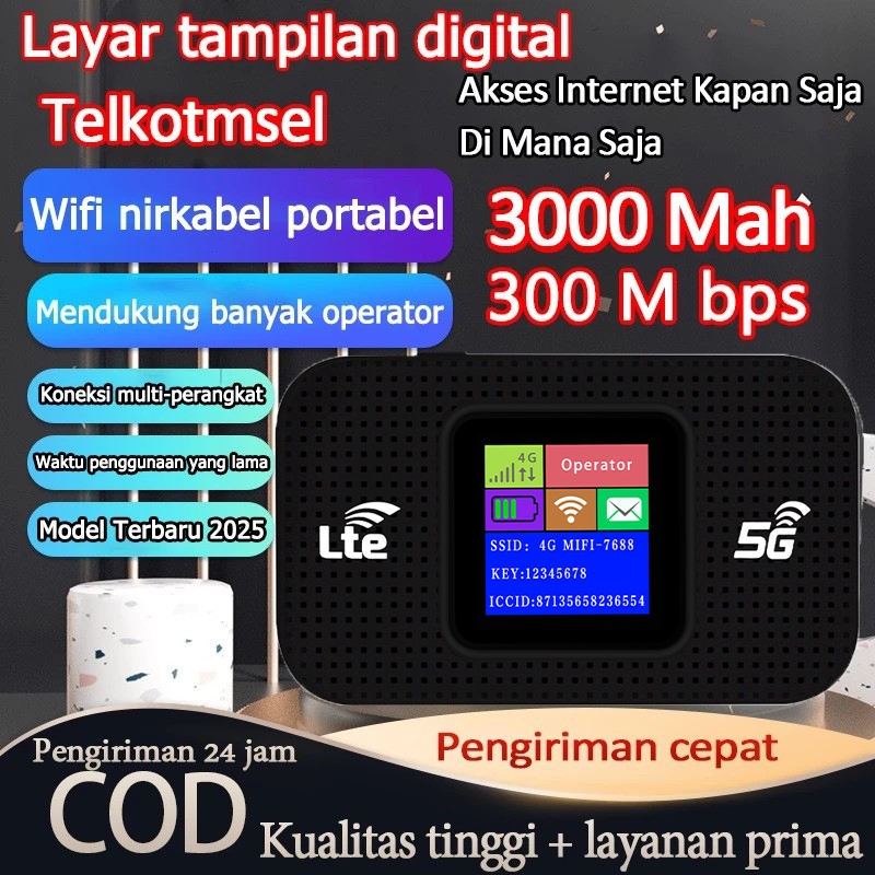 Jual Klystr Mifi Modem Wifi 3000 mAh Router Portabel 4G/5G 300Mbps Mini WiFi Layar Warna ...