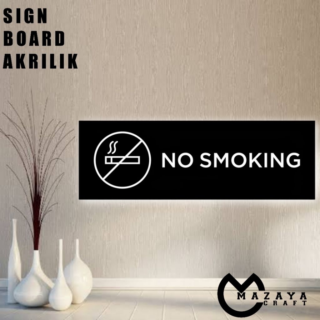 Jual No Smoking Sign Akrilik Papan Nama Ruangan Dilarang Merokok Label ...