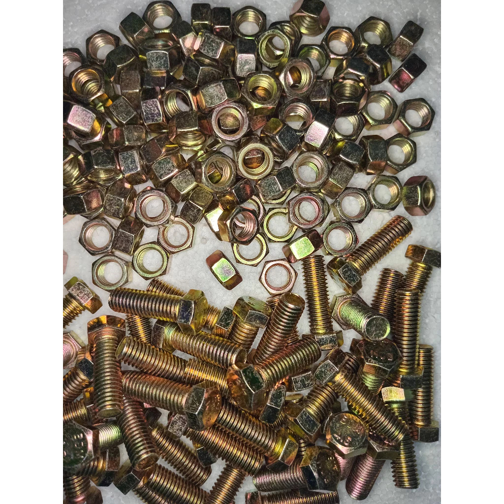 Jual Mur+Baut M10x30 Mur M10, BMK , Kuning Galvanis Hexagon Besi Kunci ...